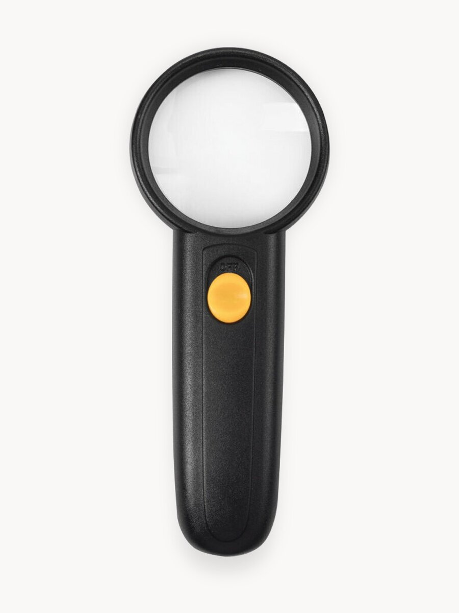 Лупа просмотровая (увеличительное стекло) для чтения/рукоделия Brauberg, С Подсветкой, диаметр 50 мм, увеличение 5, корпус черный, 454128