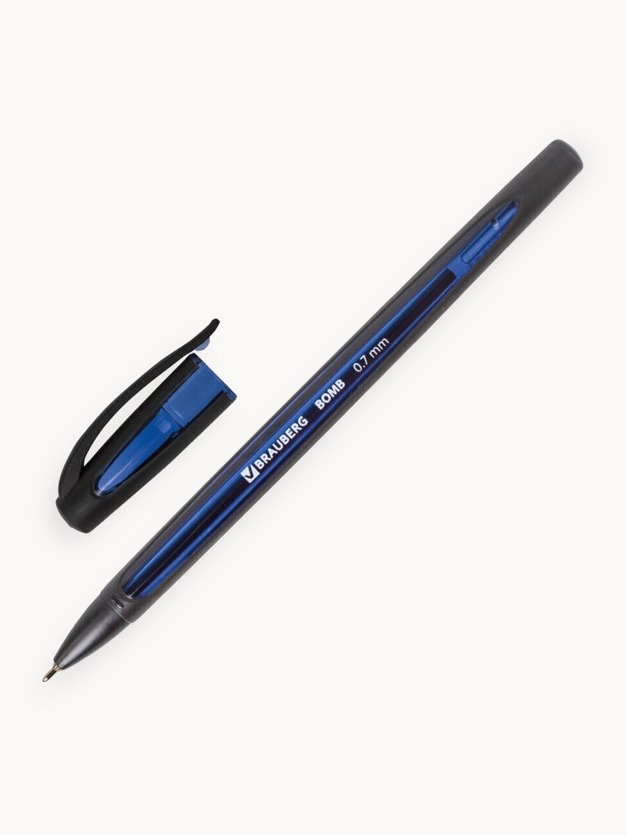 Ручка шариковая масляная BRAUBERG BOMB, комплект 12 штук, синяя, узел 0,7 мм, 880098