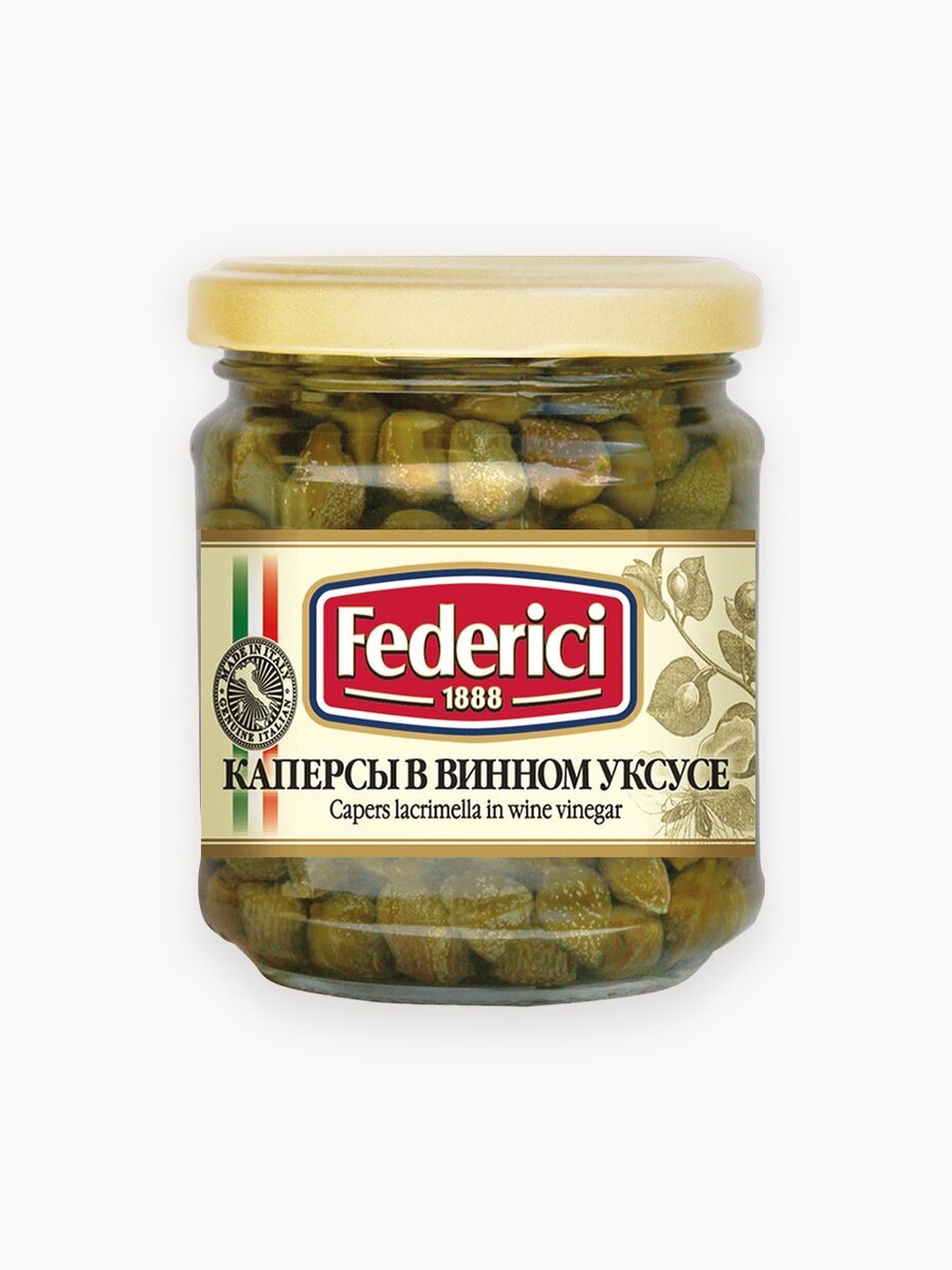 Каперсы Federici CAPERS LACRIMELLA в винном уксусе, целые, 210 г