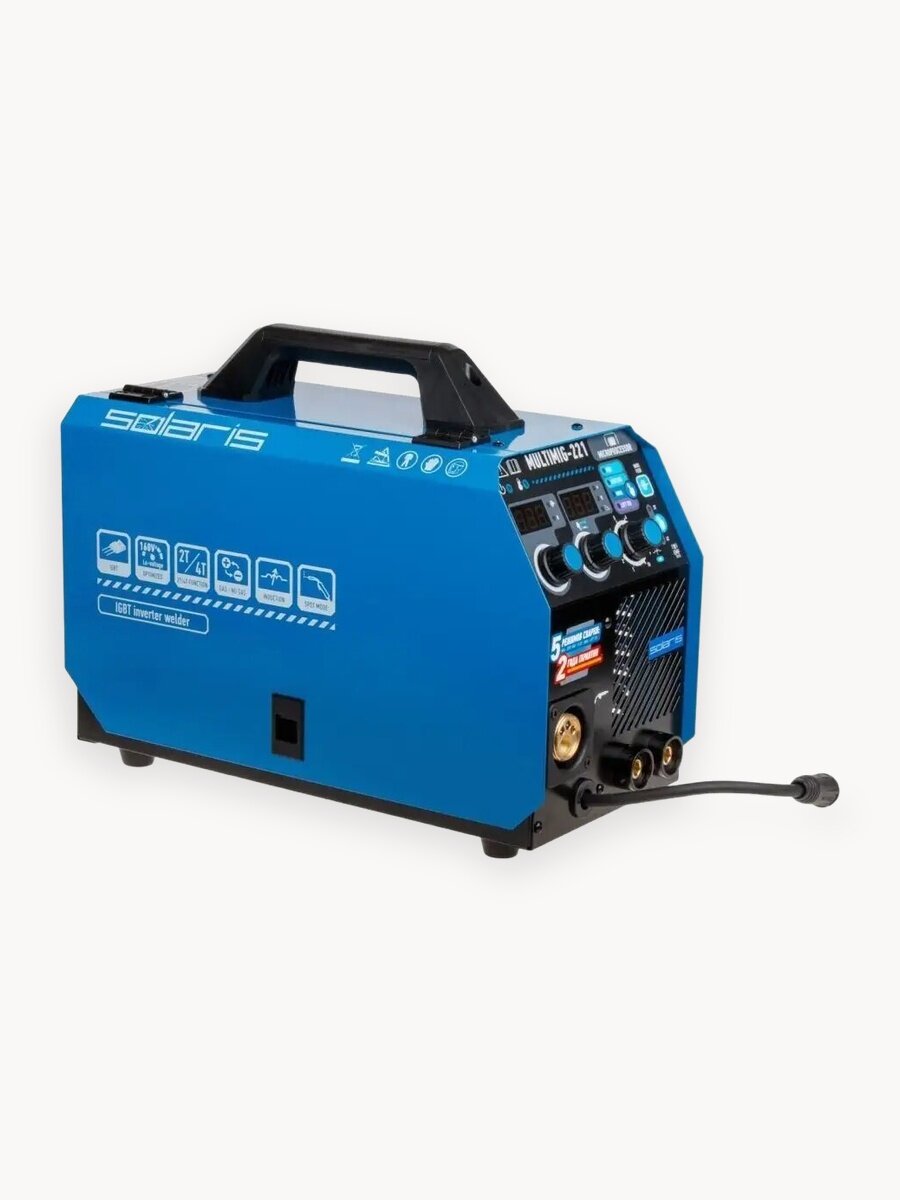 Сварочный полуавтомат без газа SOLARIS MULTIMIG-221 (230В; MIG/SPOT/FLUX/MMA/TIG)