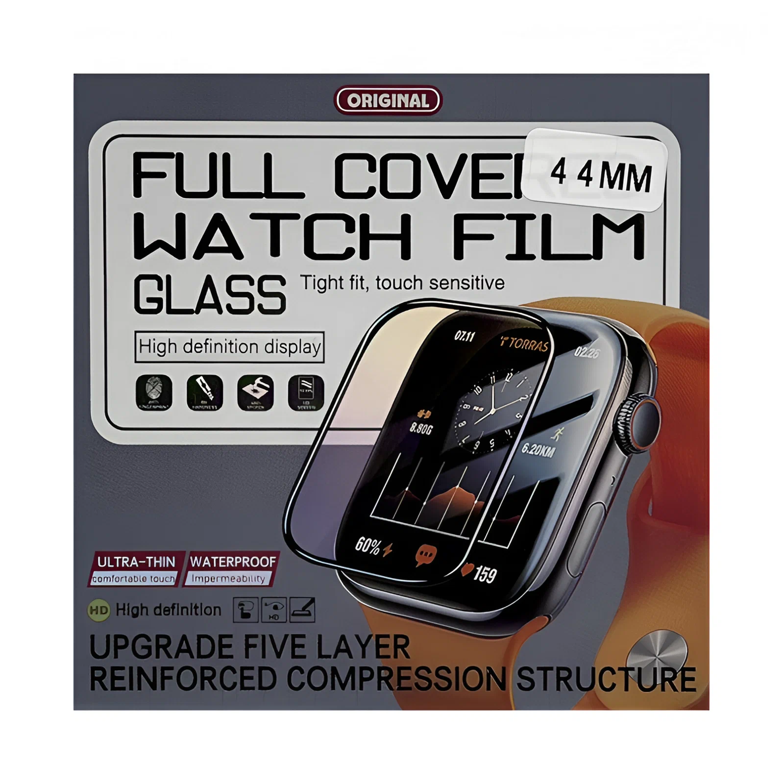 Защитное пленка для Apple Watch 44 mm 4D Steel Film Full Glue Glass Black