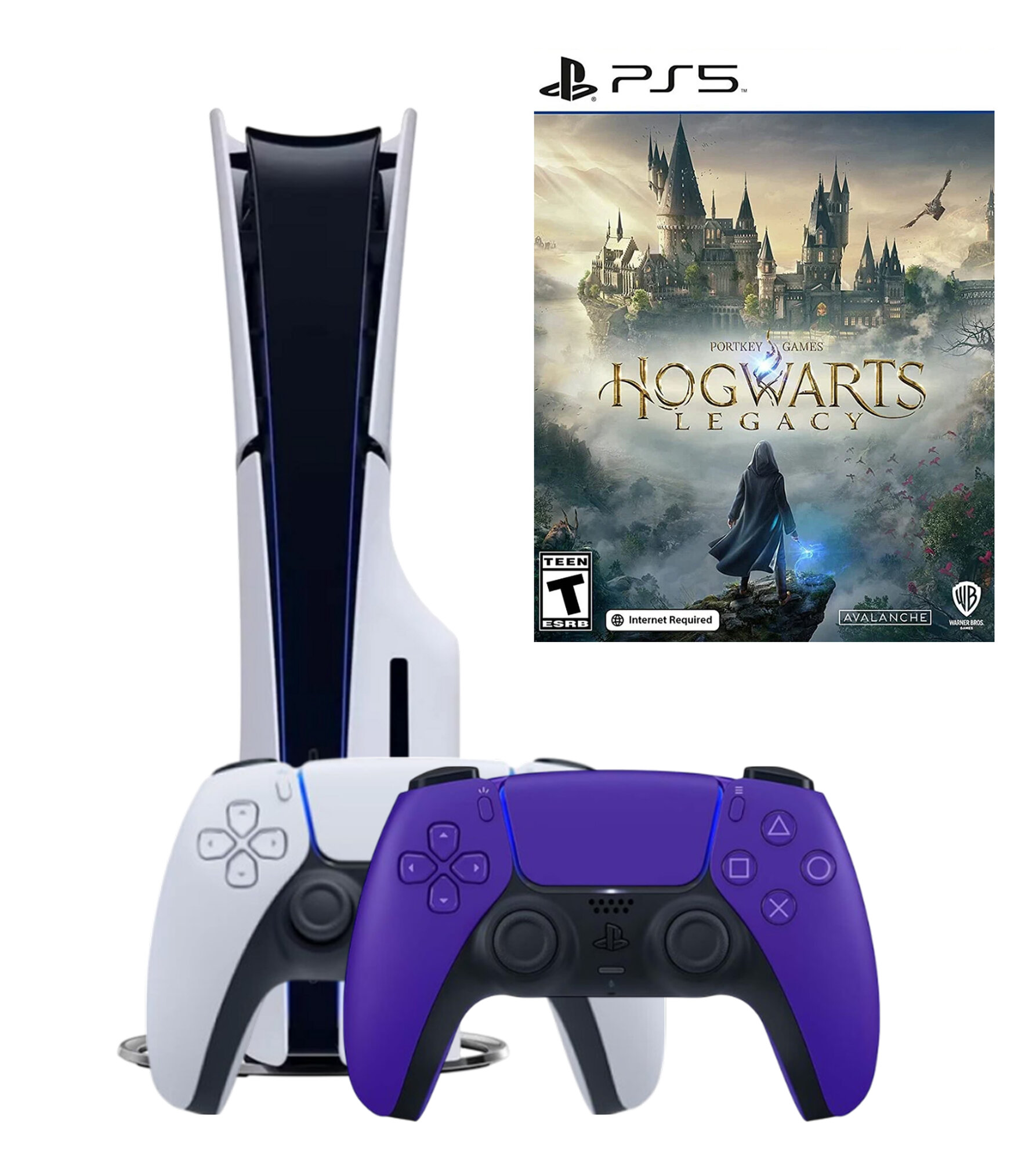 Игровая приставка Sony PS5 Slim + 2й геймпад фиолетовый + игра Hogwarts Legacy