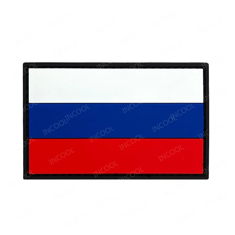 Нашивка на одежду флаг России, ПВХ, 6x9 см