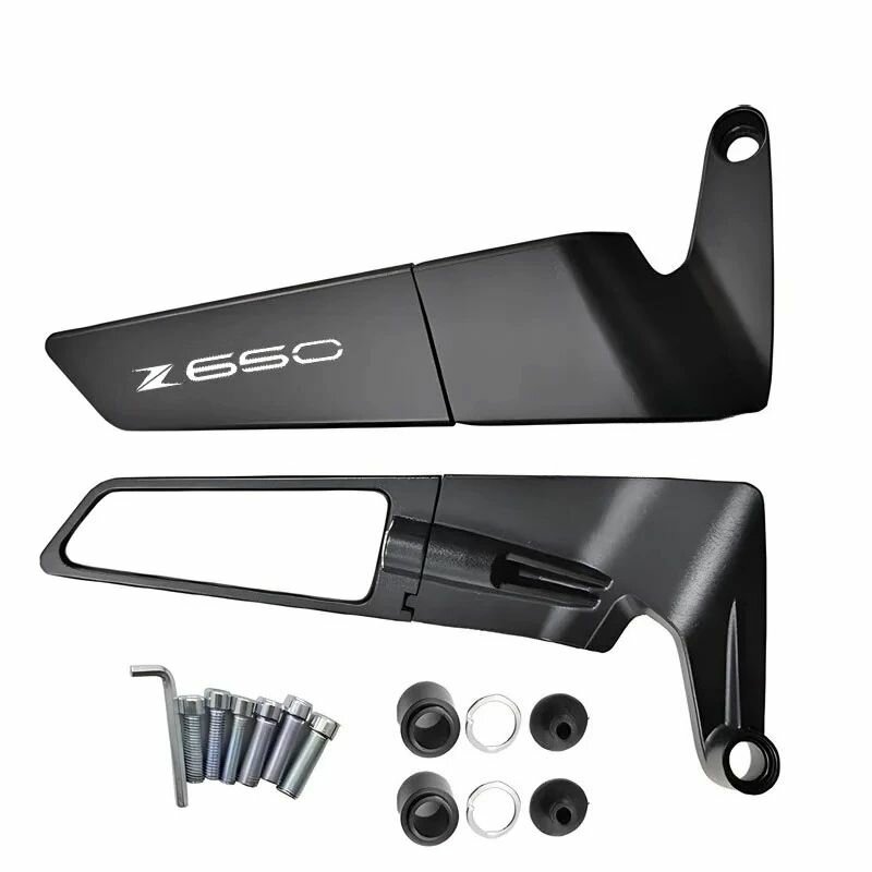 Зеркала заднего вида для Kawasaki Z650/Z 650/Ninja650 CNC алюминиевые, регулируемые вращением, пара с крепежом.