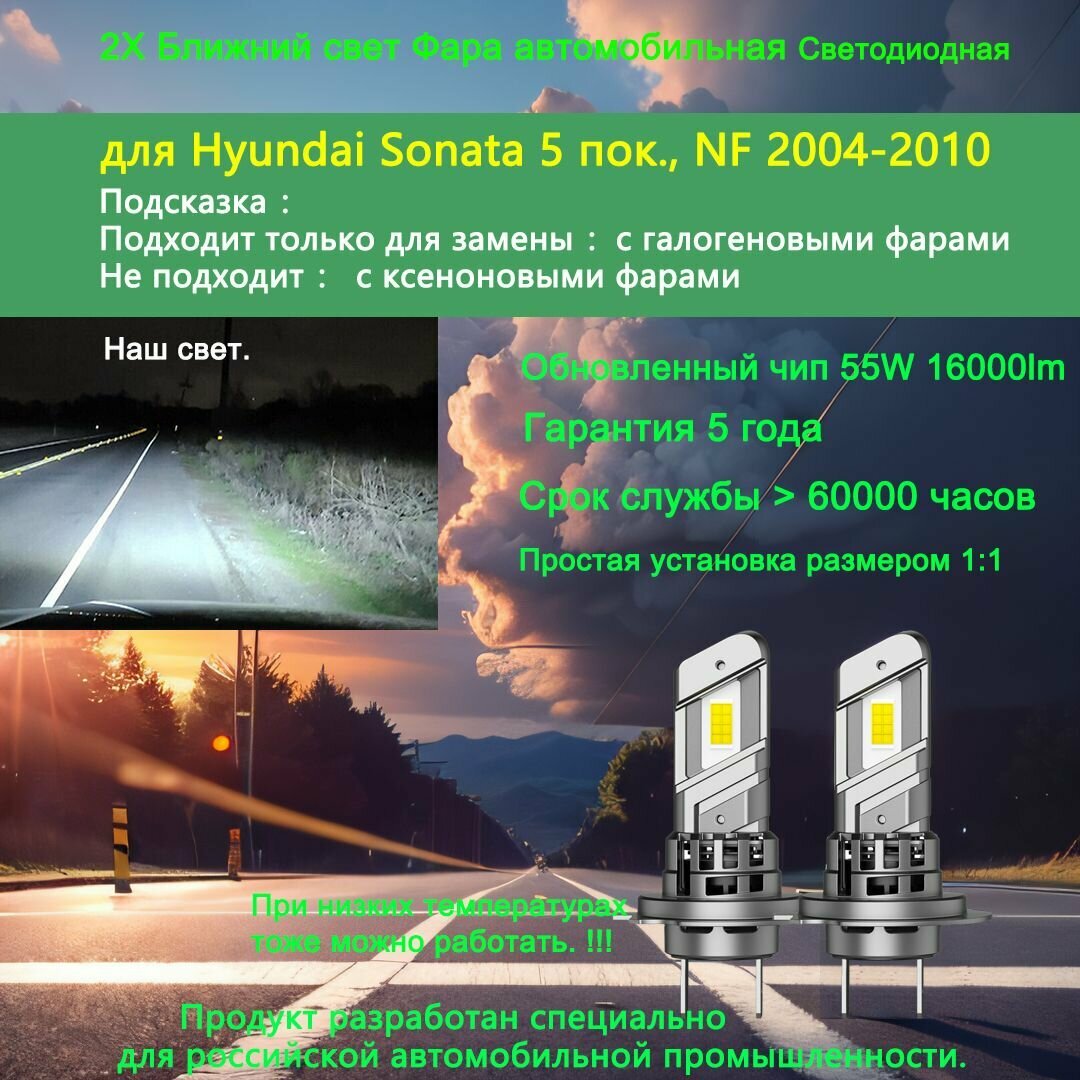 Фары автомобильные, 2 шт, арт. для Hyundai Sonata 5 пок. NF 2004-2010