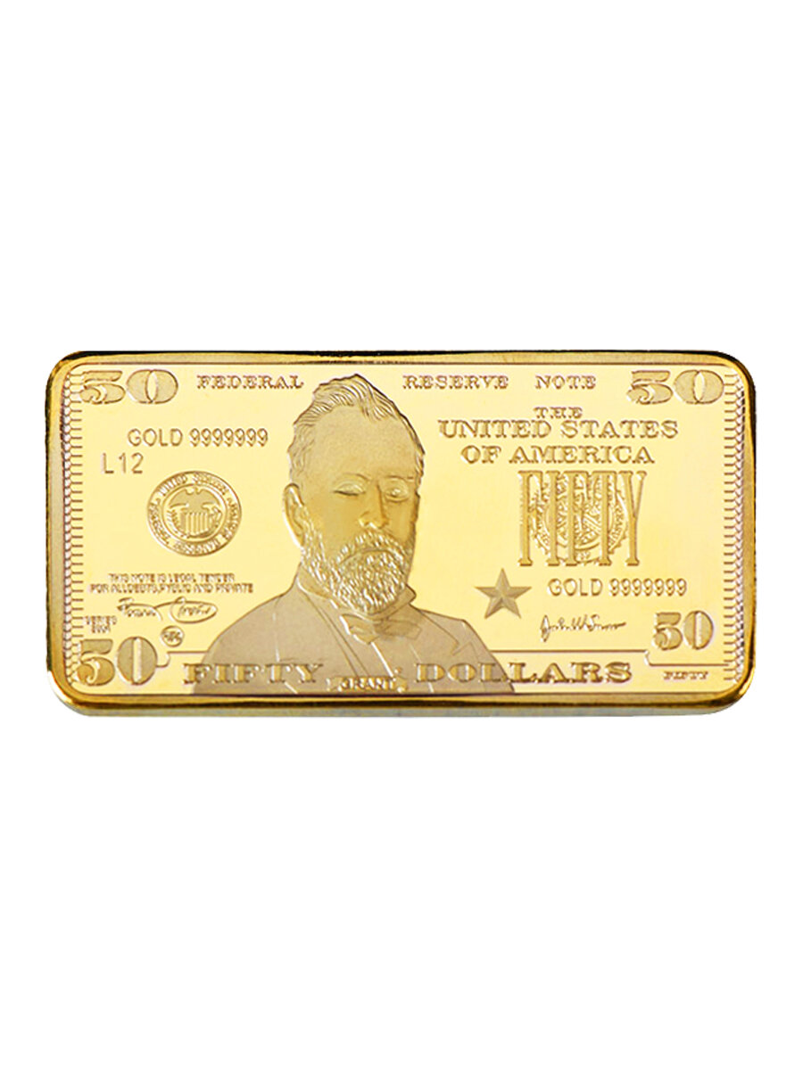 Слиток бестмани "USA PROOF", 50 долларов, 2015 г, 41 г, 50х28 мм — фото 1