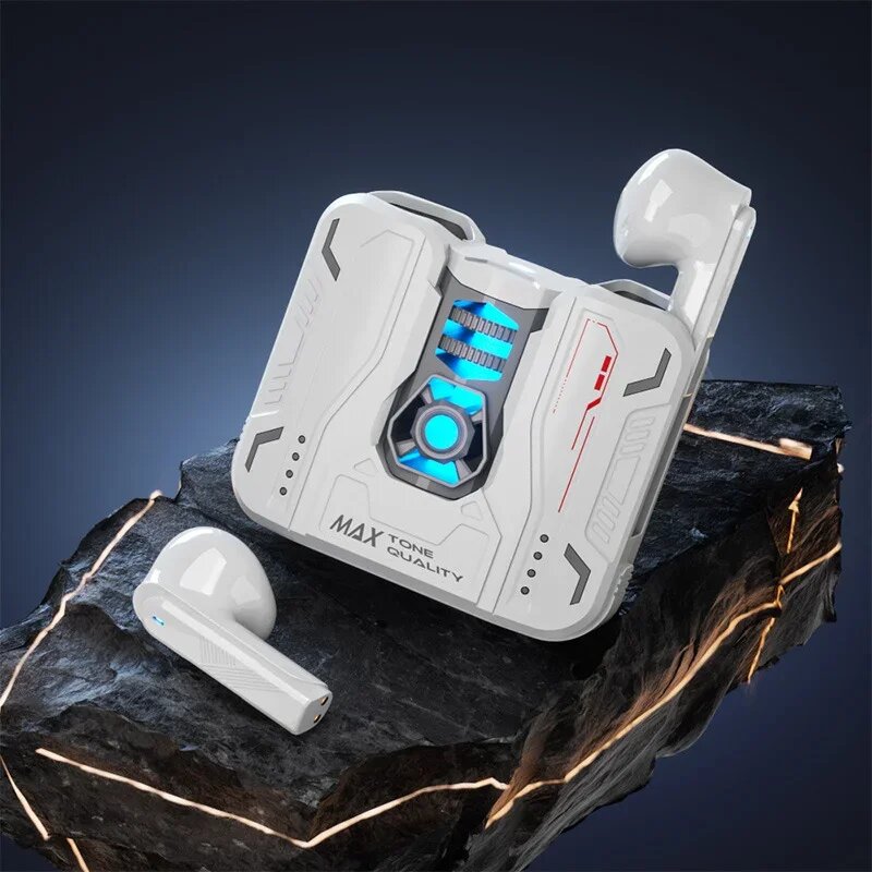 Беспроводные Bluetooth-наушники Cool Mecha Style со световым шоу Белый, White