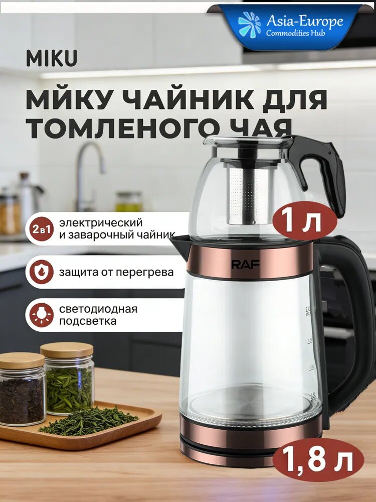 Электрический чайник Чайник для томленого чая, прозрачный