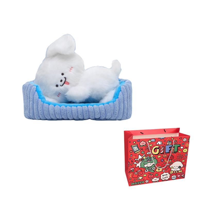Плюшевая игрушка унисекс XIONGJUN Puppy, 18 см + Small Bed, 22 см