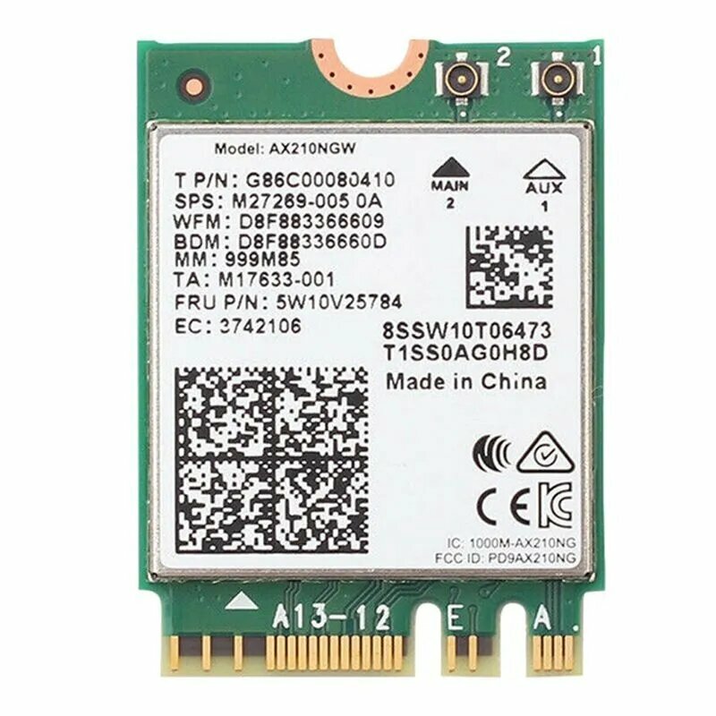 AX210 AX210NGW Сетевая карта M.2 NGFF 2,4 ГГц/5G WI-FI 6E 2400 Мбит/с WiFi карта