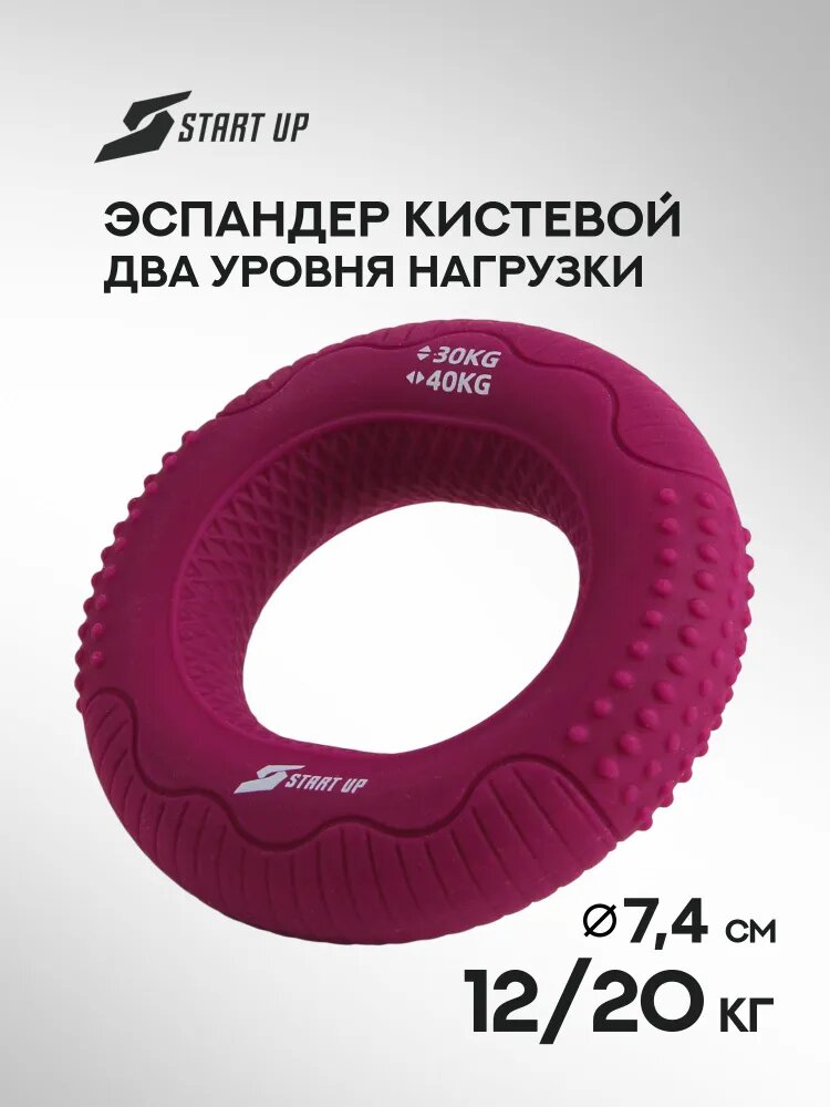 Эспандер кистевой двойной Start Up кольцо 12-20 кг, бордовый 1 штука