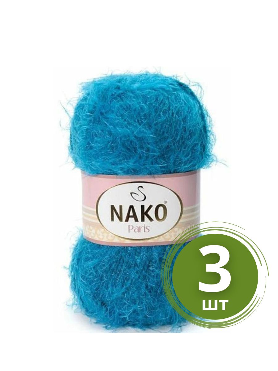 Пряжа Nako Paris (Нако Париж) - 3 мотка Цвет: 10328 гол. бирюза, Акрил-40% Полиамид-60% 245г 100м