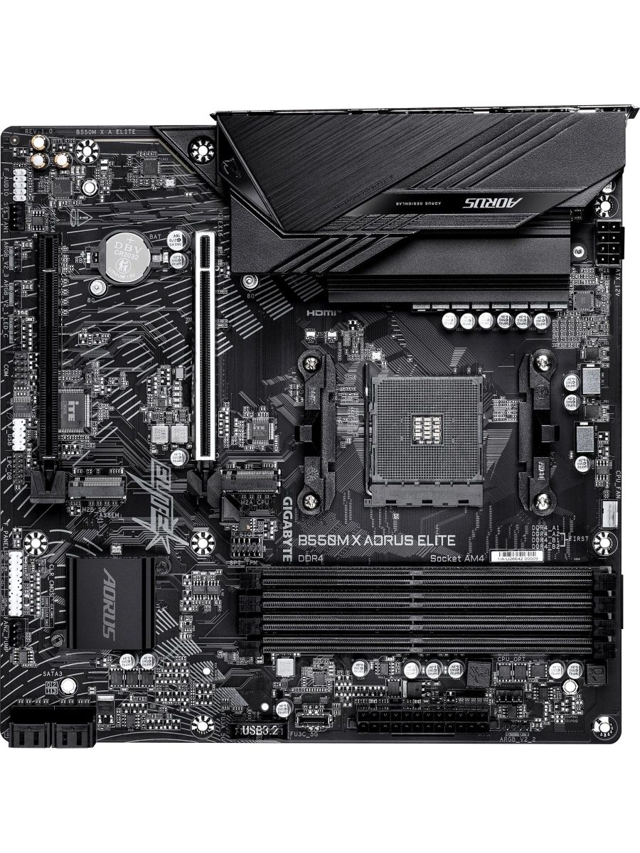 Материнская плата Gigabyte B550M X A ELITE Soc-AM4 AMD B550 4xDDR4 mATX AC`97 8ch(7.1) 2.5Gg RAID+HDMI+DP