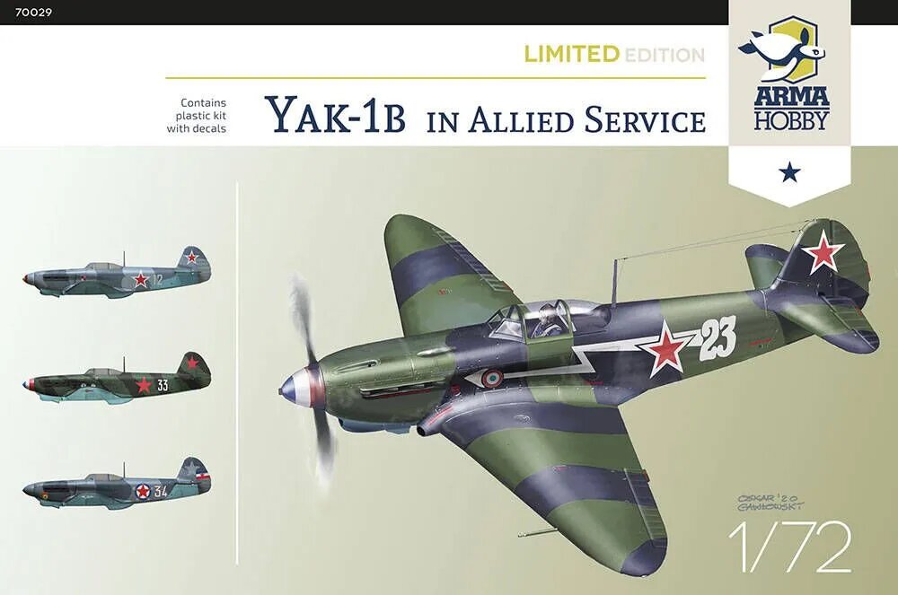 Сборная модель самолета Як-1б Истребитель Allied Fighter Limited Edition AH70029, масштаб 1/72