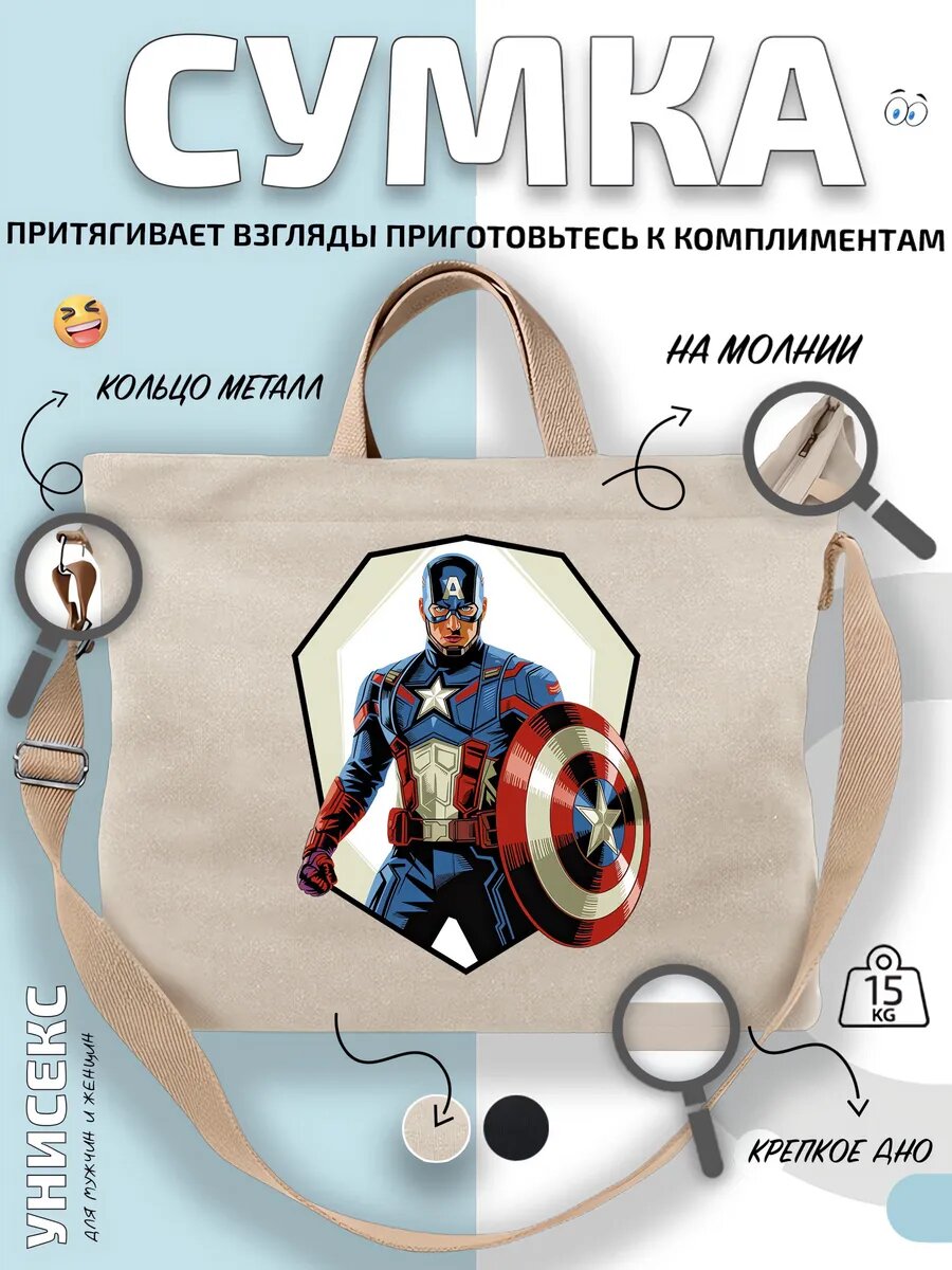 Сумка шоппер  Капитан Америка Marvel Защитник