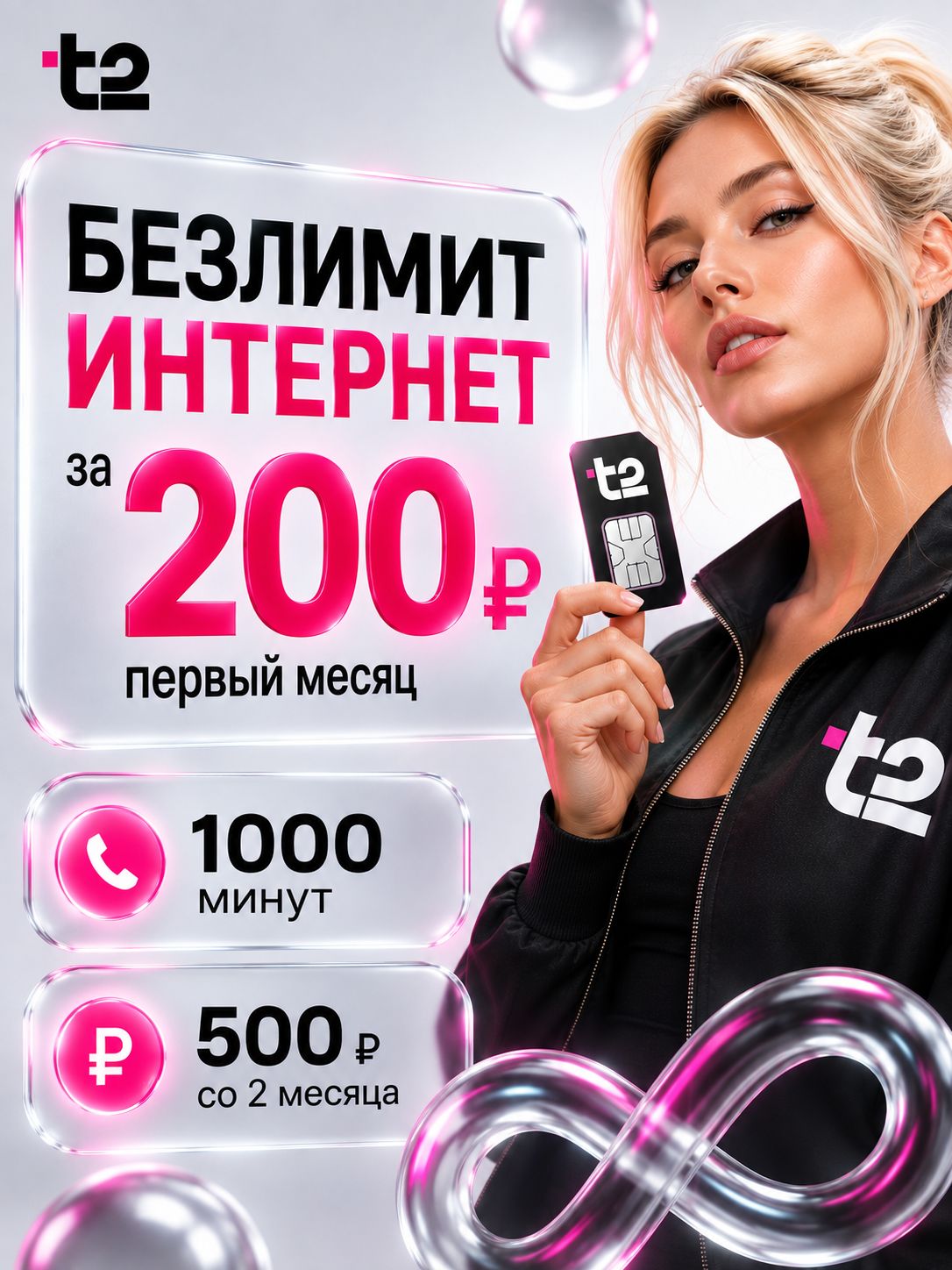 Сим карта Т2 безлимитный интернет баланс 400р