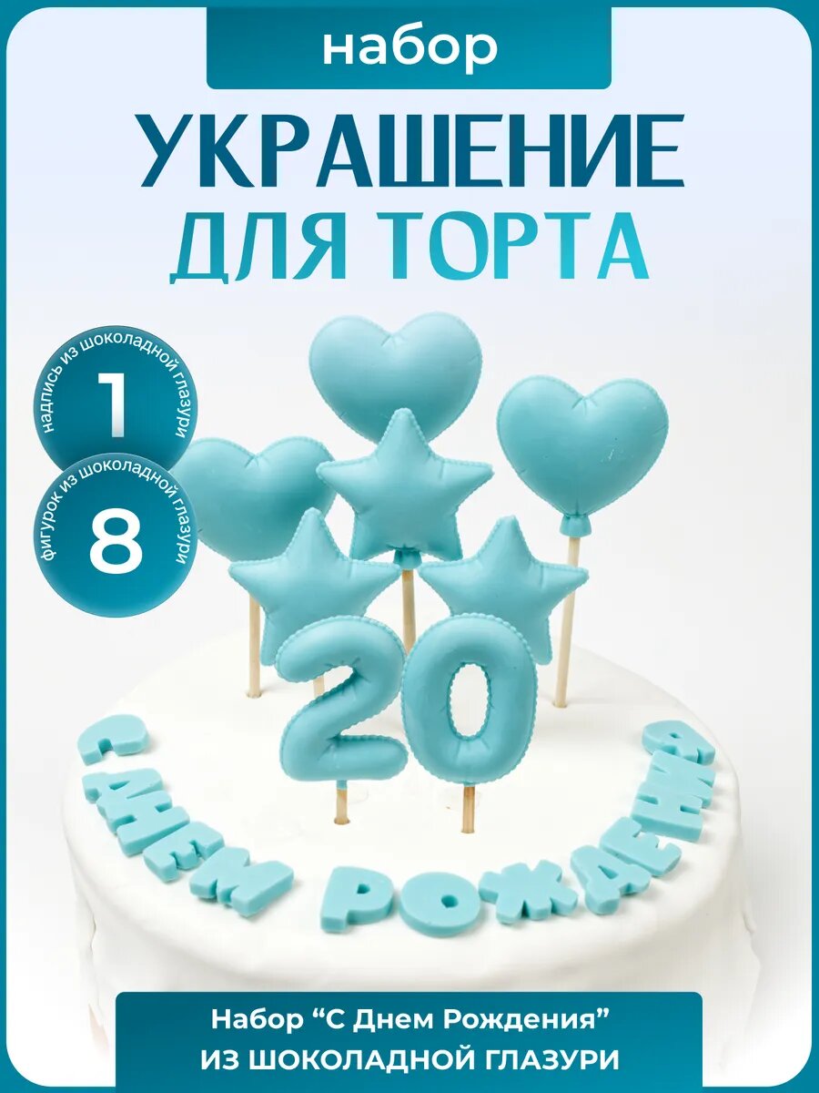 Шоколадные украшения для торта. Цифра 20