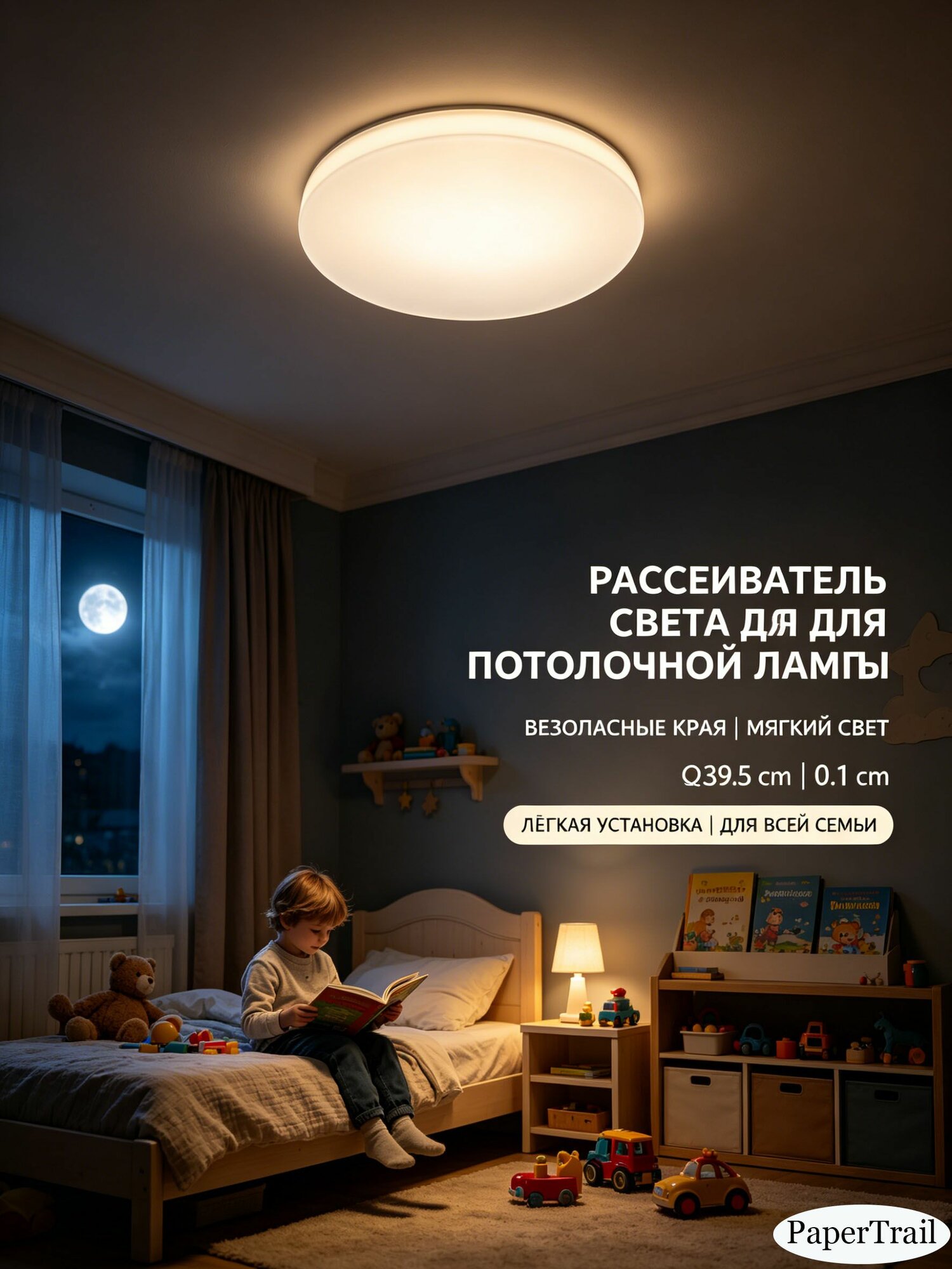 Круглый акриловый рассеиватель для потолочного светильника 39,5 см белый