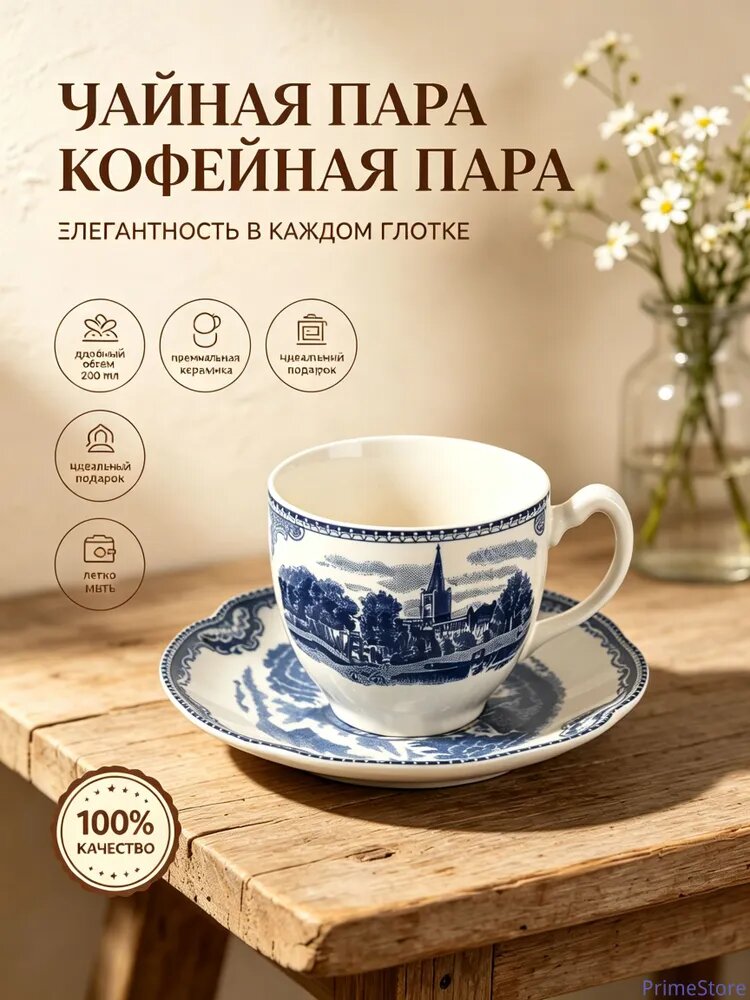 Сервиз кофейный 200 мл 2 предм. на 1 перс.