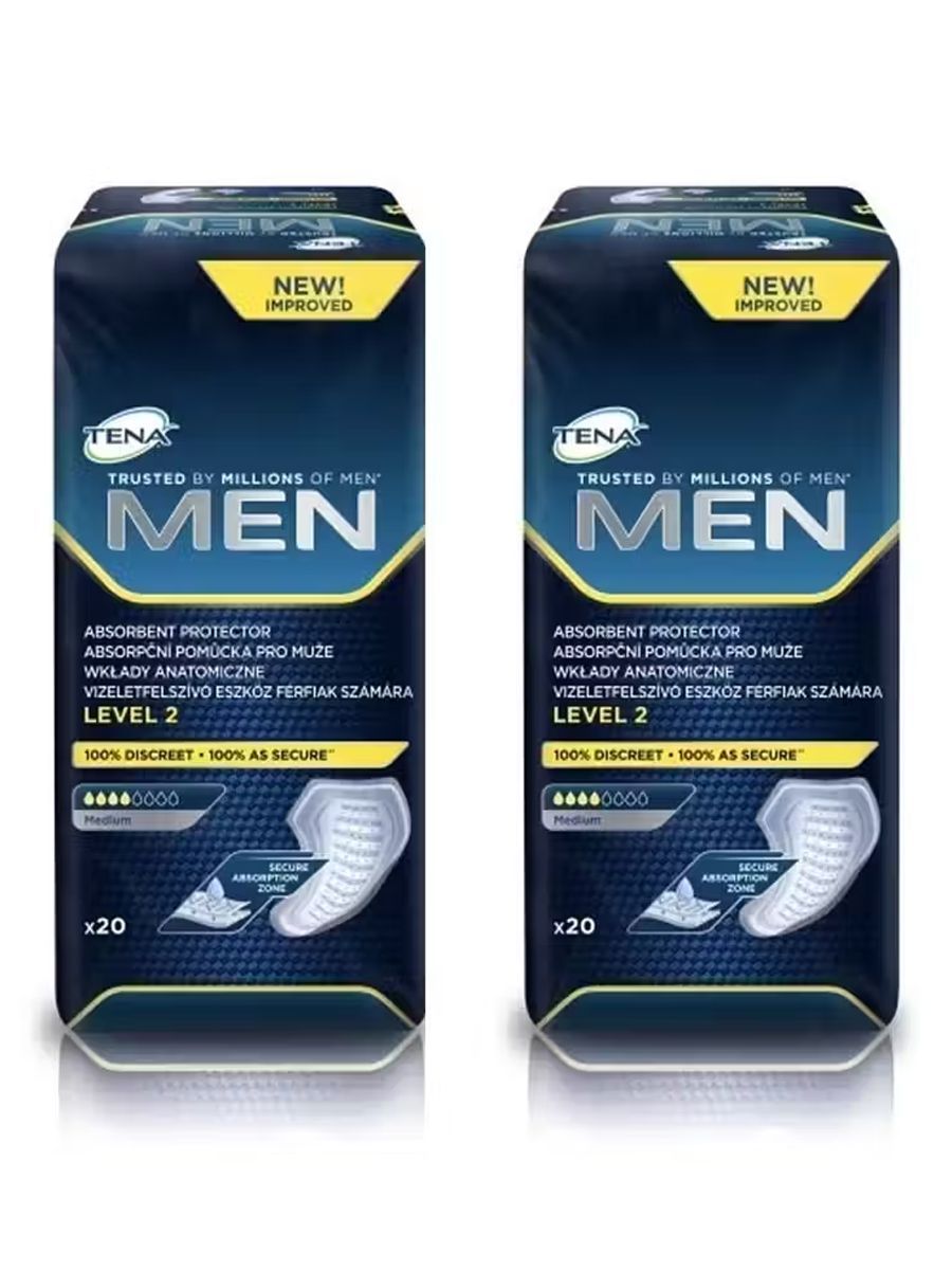 Прокладки урологические для мужчин Tena Men Level 2 Medium, 4 капли, 500 мл, 20 штук