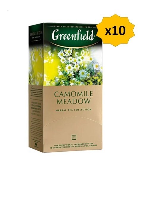 Чай травяной Гринфилд камомайл медоу Greenfield Camomile Meadow, со вкусом ромашки, шиповника, мелиссы и ароматом личи, 10 шт по 25 пак
