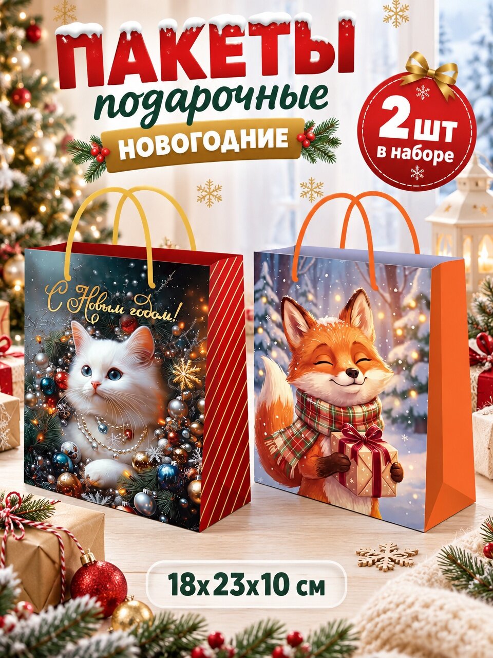 MILAND Подарочны пакеты "Новогодние" (M)