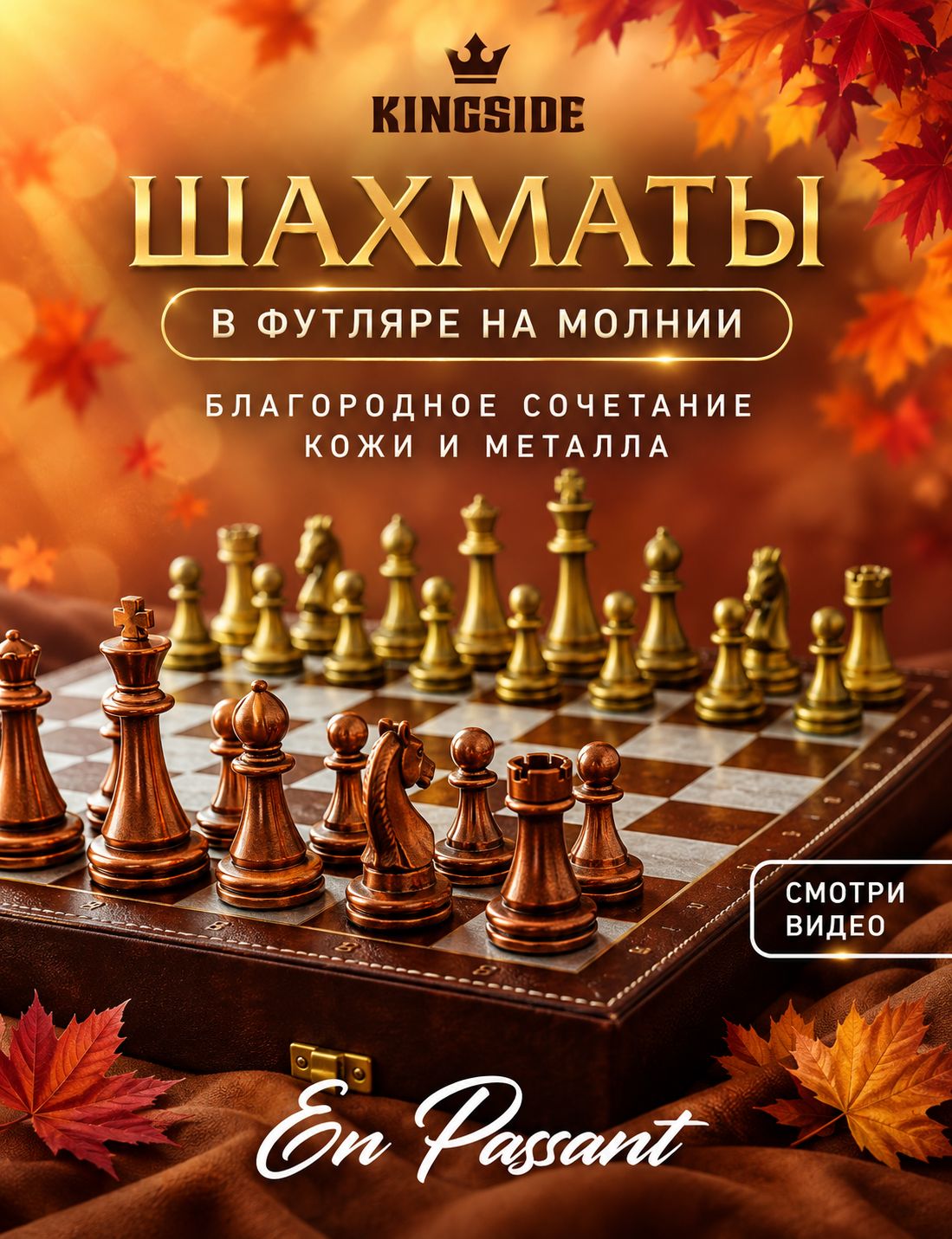 Набор шахмат подарочный Кожа