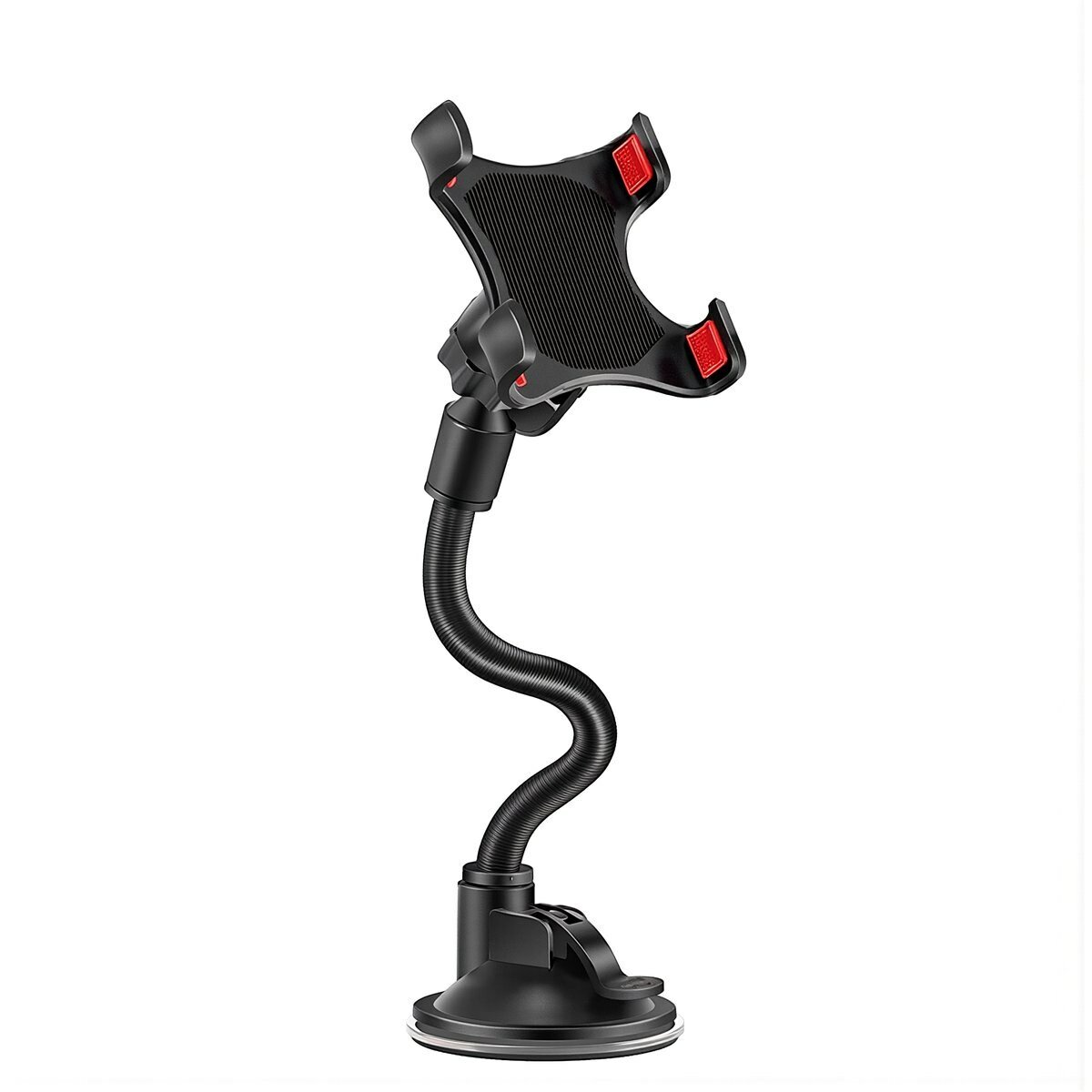 Крепление для телефона в автомобиле гибкая змеевидная трубка двойной зажим для навигации крепление на лобовое стекло торпедо поворот на 360 градусов универсальный совместимый чёрный цвет удобное испол