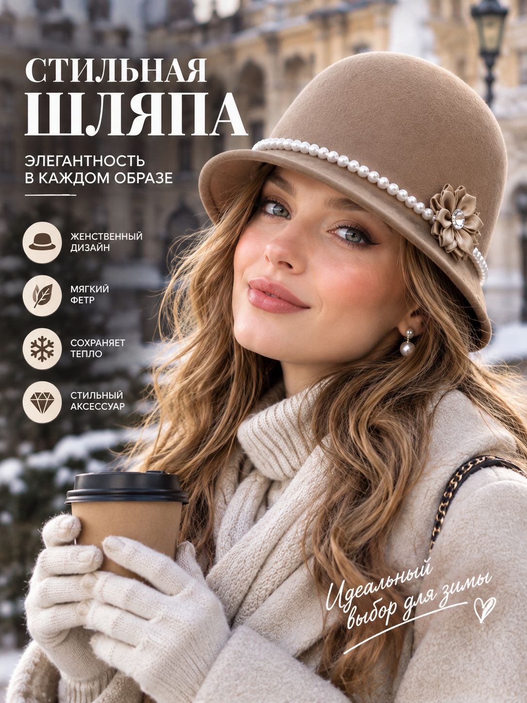 Шапка Базовая коллекция для женщин, размер универсальный — фото 1