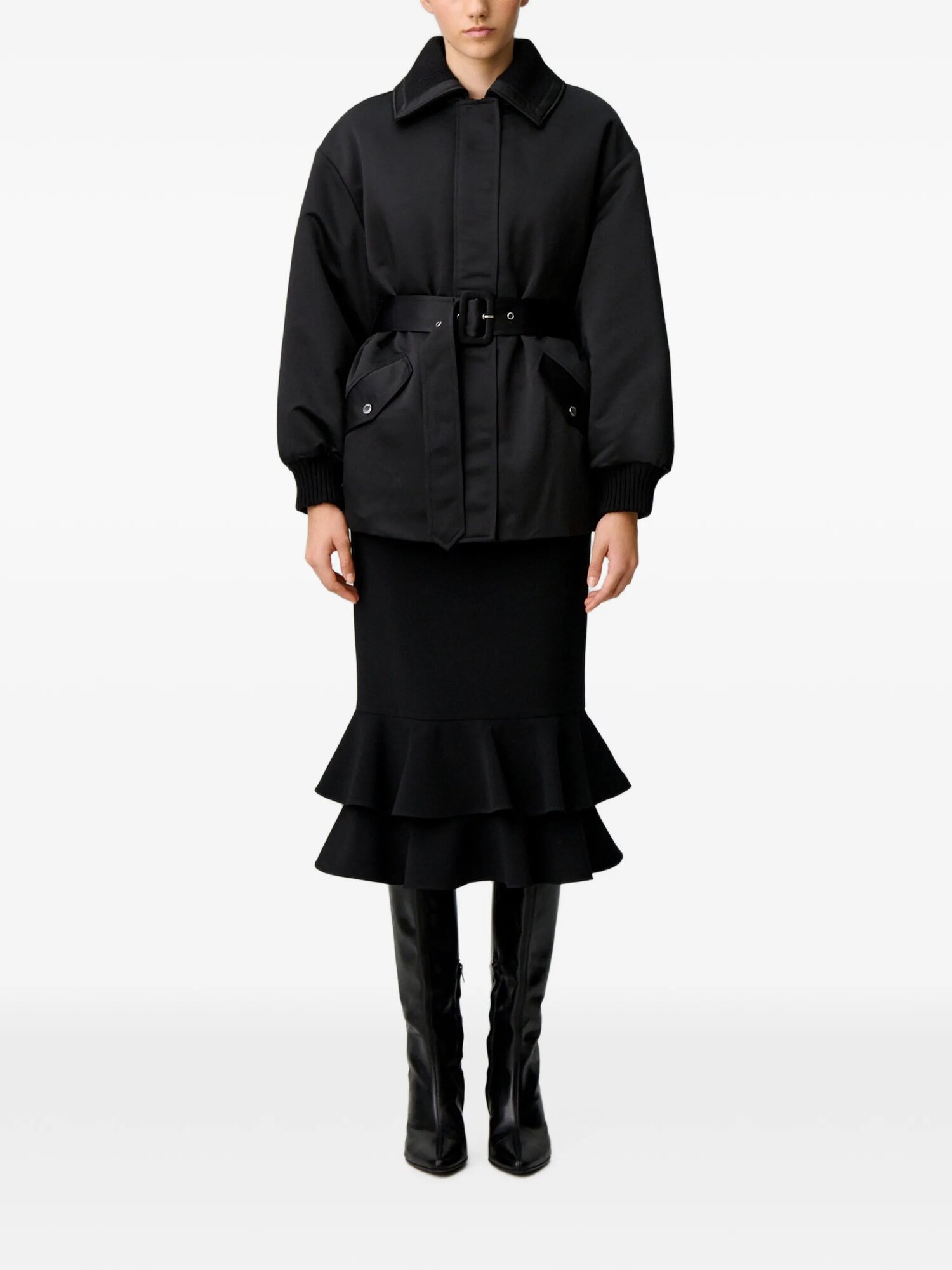 Пальто CLAUDIE PIERLOT Satin puffer coat, размер 34, черный — фото 1