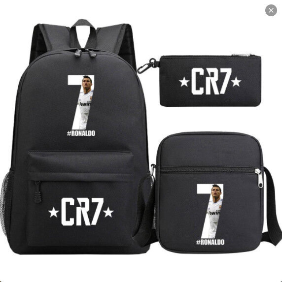 Футбольный набор 3 в 1: рюкзак, сумка, пенал с принтом Cristiano Ronaldo , 43×29×15 см, 660 г, водоотталкивающий, для школьников