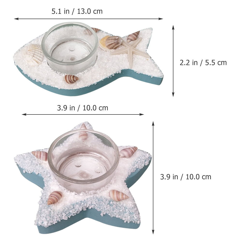 Держатель Свечи Из Дерева 2 Штуки В Морском Стиле Размер 13.00X5.50X3.00Cm
