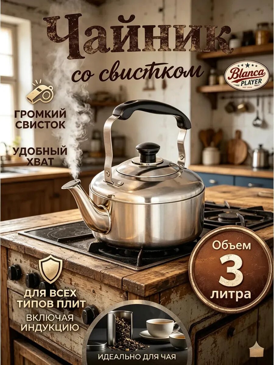 Чайник со свистком 3 л