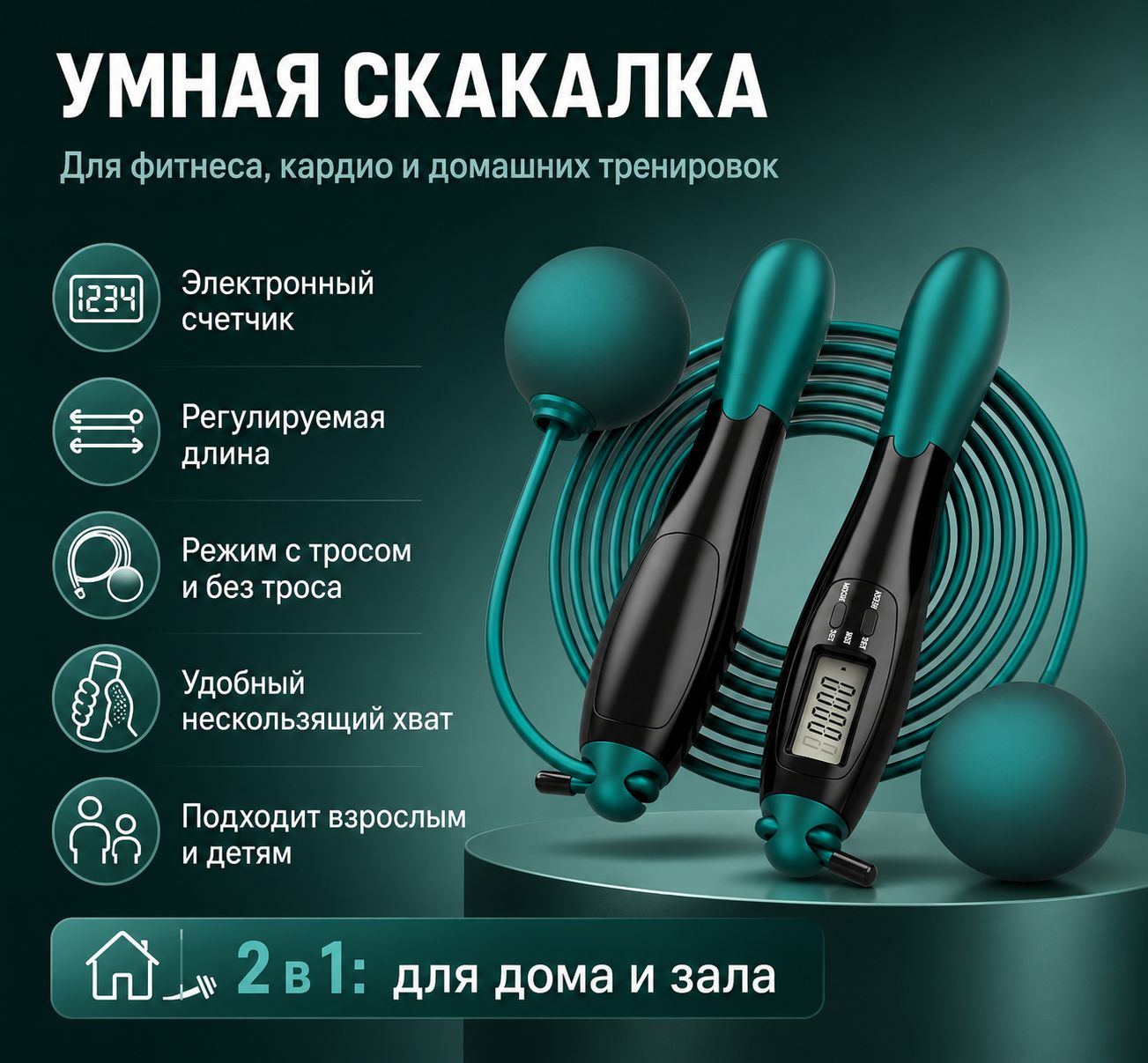 Умная скакалка с счетчиком; скакалка для фитнеса взрослая