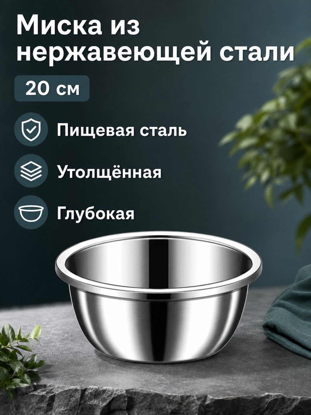 Таз для варки варенья 1.3 л нержавеющая сталь 1 шт