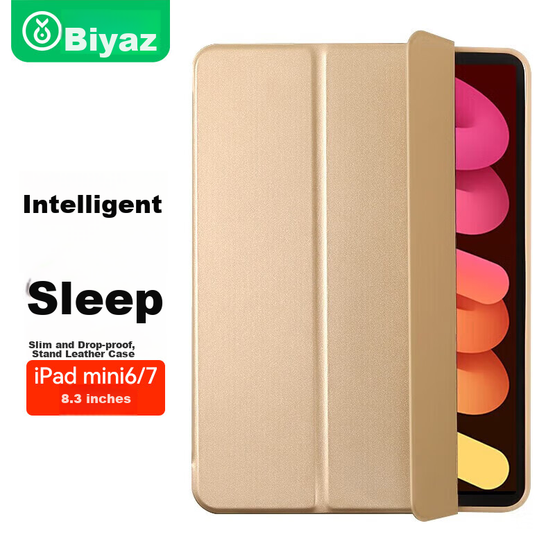 BIAZE Универсальный чехол для iPad Mini 7/6 8.3 дюйма с функцией сна/пробуждения для A17 Pro Чип Rose Gold Цвет：Розовое