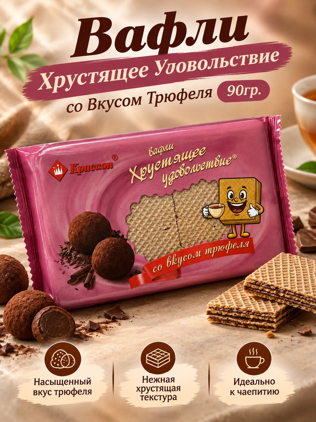 Вафли Хрустящее Удовольствие со Вкусом Трюфеля 90гр