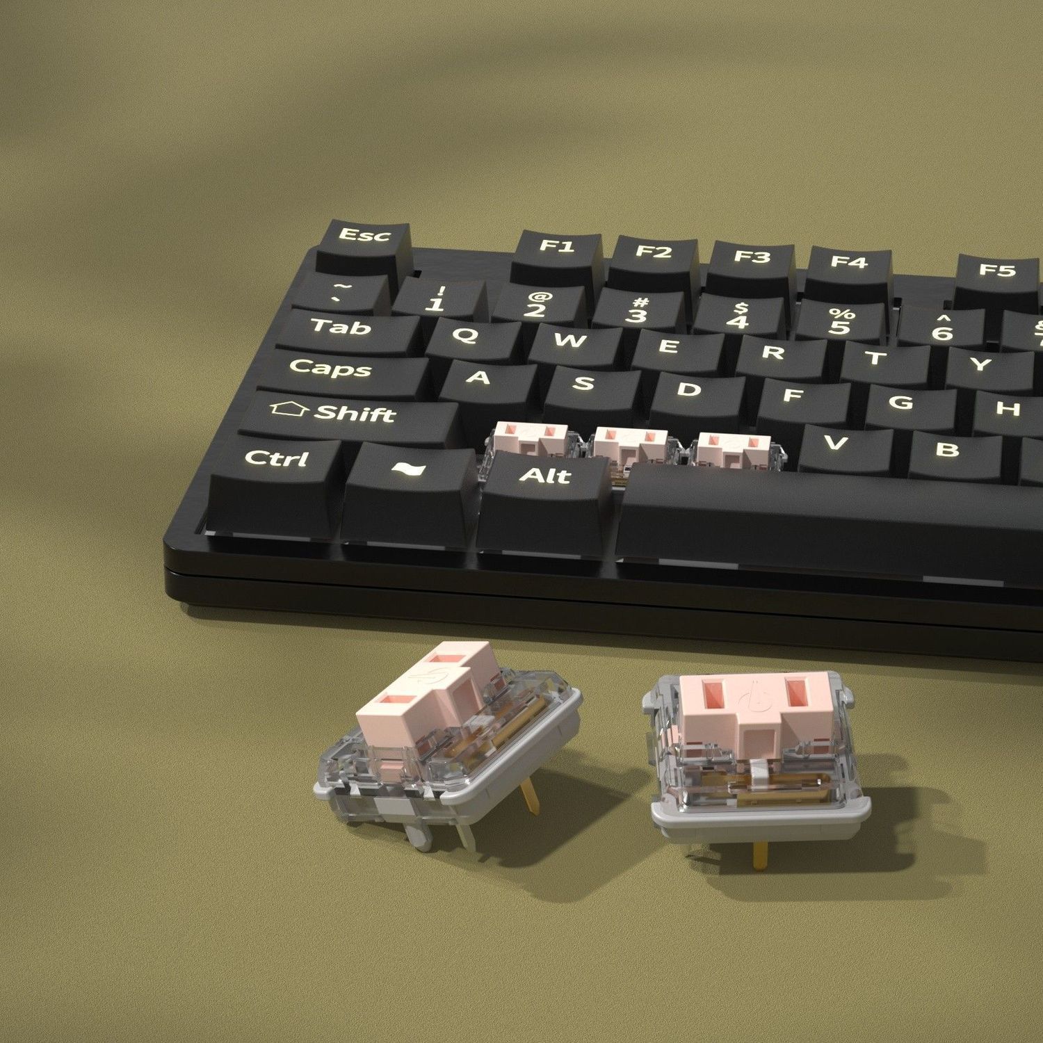 Свитчи Kailh Choc v1 1350 розовые, низкопрофильные переключатели для механической клавиатуры - 30 штук