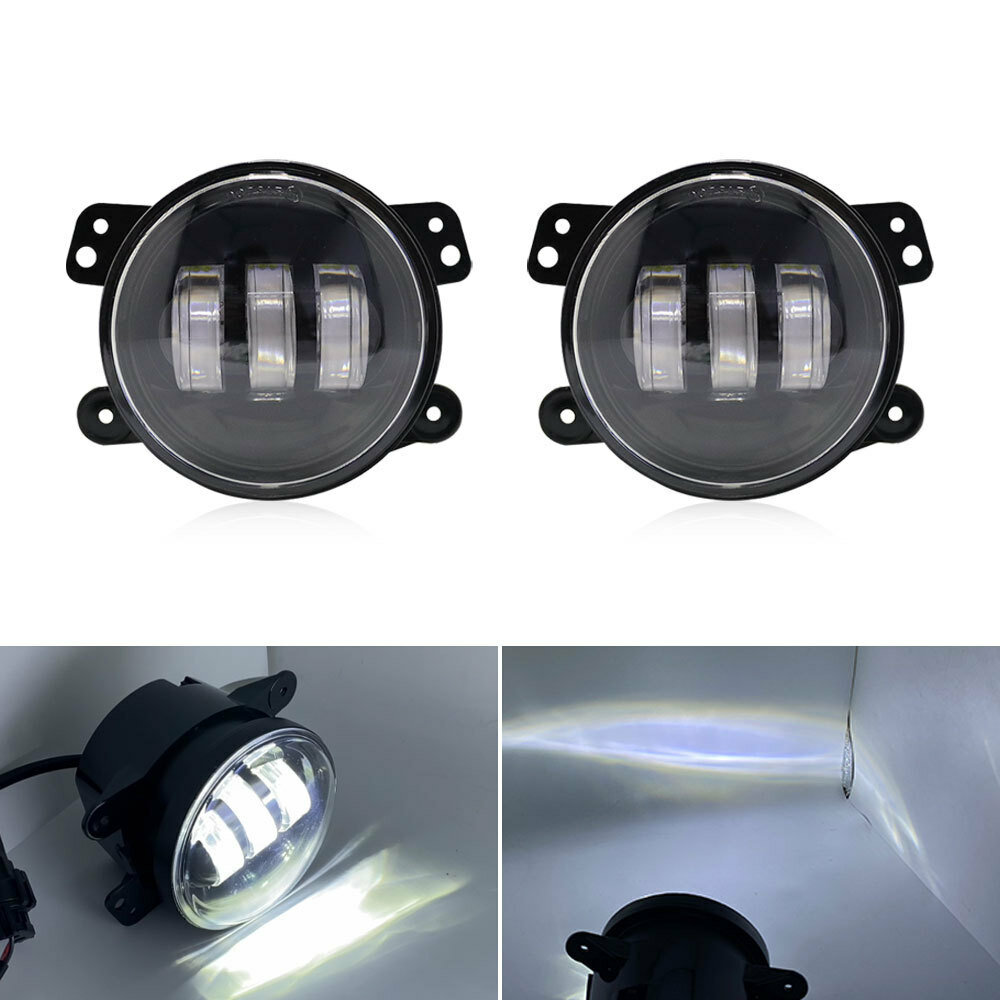 4-дюймовые 30W LED противотуманные фары без ангельского глаза и поворотником для Jeep Wrangler JK TJ, комплект