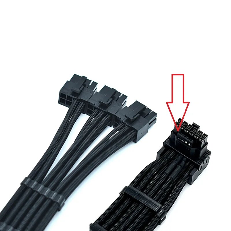 12VHPWR 12 + 4pin16Pin to 3X PCIE 8-контактный GEN5 600 Вт прямоугольный адаптерный кабель для модульных блоков EVGA G3/G2/T2, 16P Down Bend, 50CM