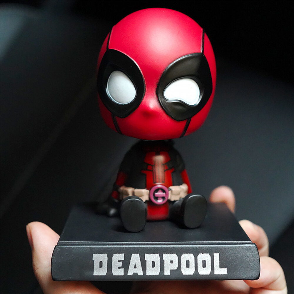 Подставка для телефона Deadpool с качающейся головой на приборную панель автомобиля, декоративная, для игрушек и подарко