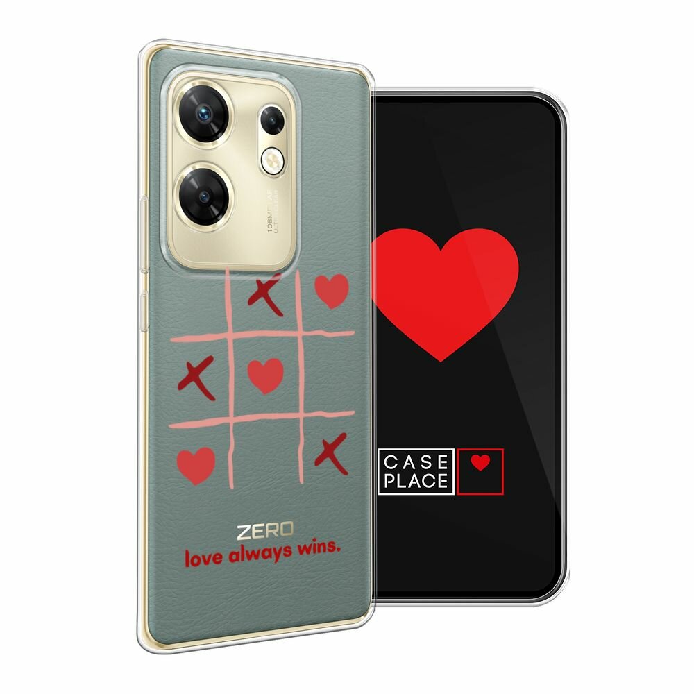 Чехол на Infinix Zero 30 4G / Инфиникс Зеро 30 4G с принтом "love always wins - 14 февраля", прозрачный — фото 1