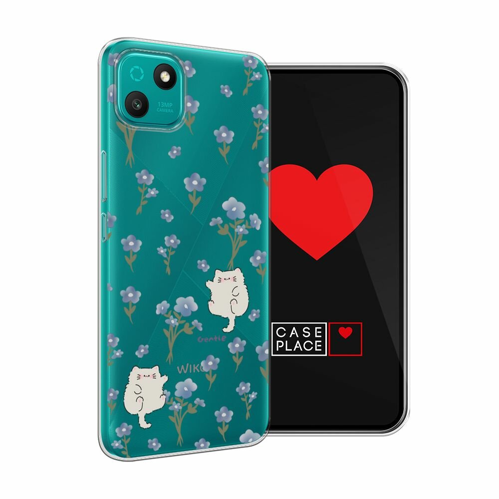 Чехол на Wiko T10 / Вико Т10 с принтом "Gentle cats", прозрачный — фото 1