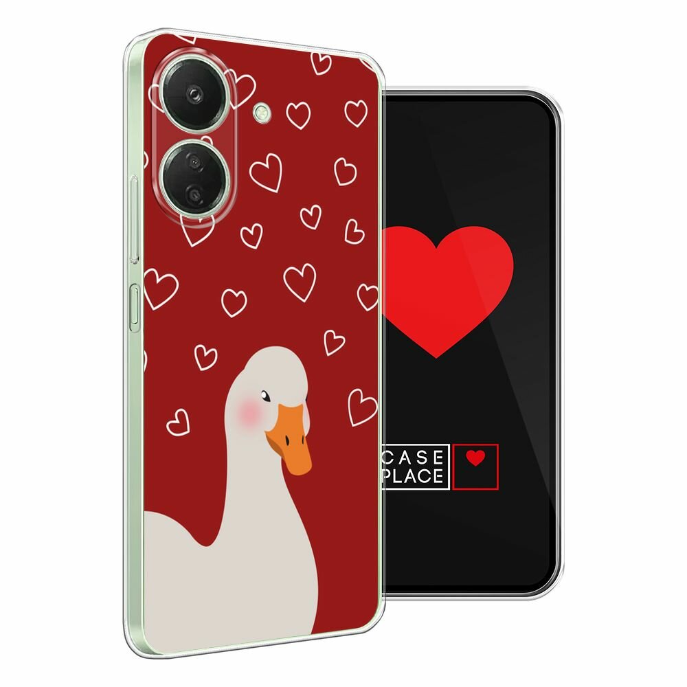 Чехол на Xiaomi Redmi 13C/Poco C65 / Сяоми Редми 13C/Поко С65 с принтом "Влюблённый гусь 1 - 14 февраля" — фото 1