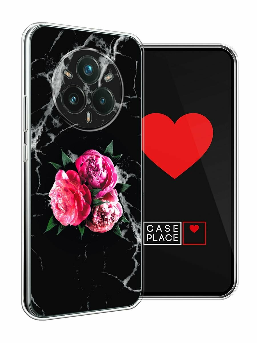 Чехол на Realme 14 Pro / Реалми 14 Про с принтом "Букет на черном мраморе" — фото 1