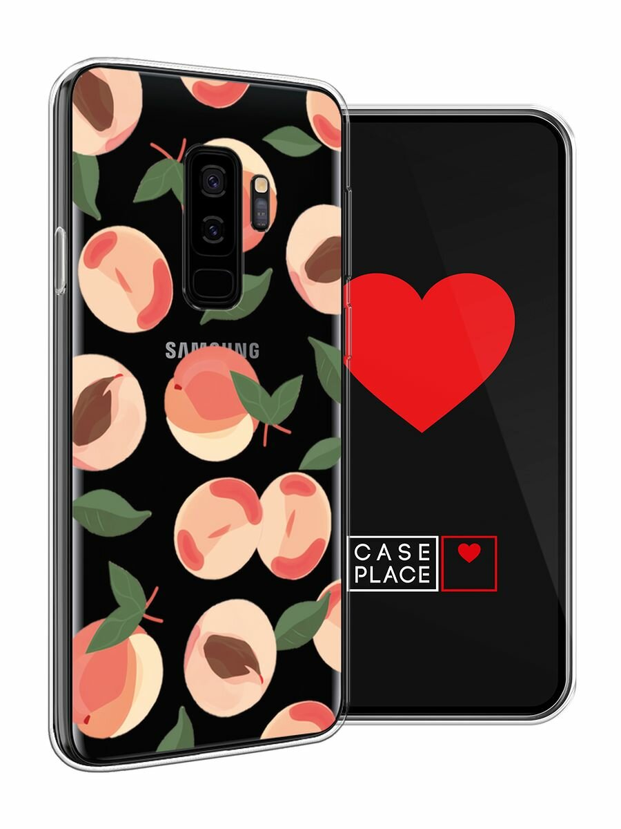 Чехол на Samsung Galaxy S9 + / Самсунг Галакси С9 Плюс с принтом "Нежные персики паттерн 2", прозрачный — фото 1