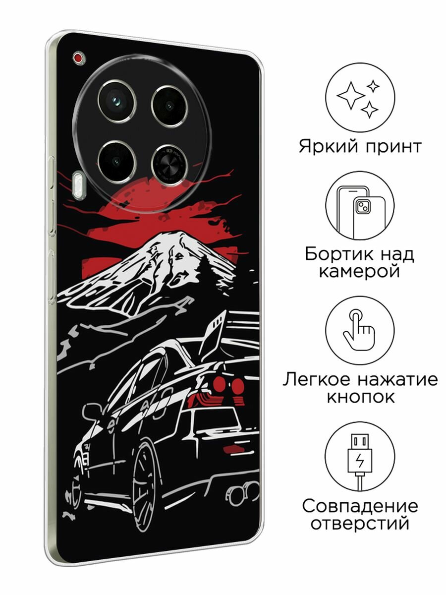 Чехол на Tecno Camon 30 5G / Текно Камон 30 5G с принтом "Машина в горах JDM" — фото 1
