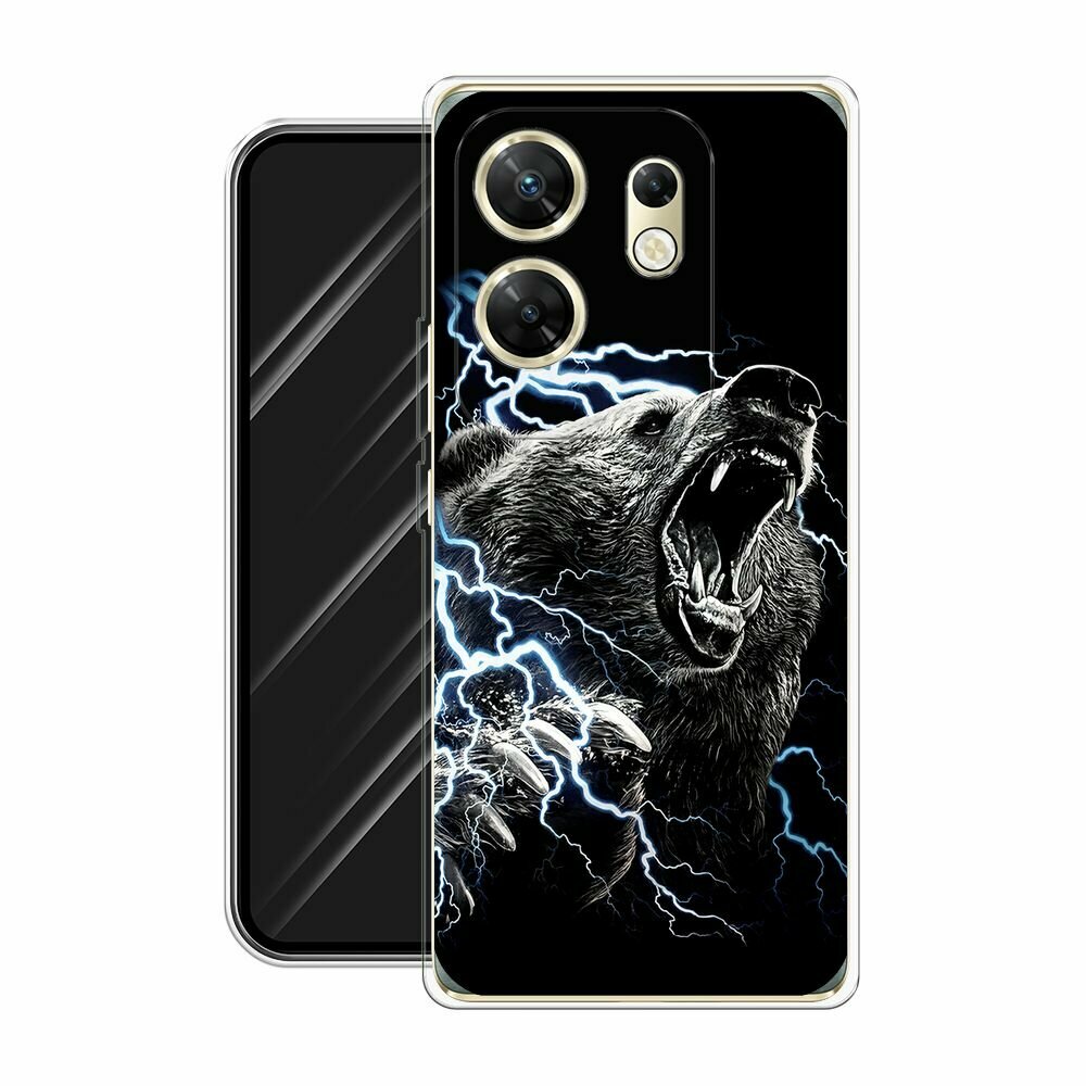 Чехол на Infinix Zero 30 4G / Инфиникс Зеро 30 4G с принтом "Гроза и медведь" — фото 1