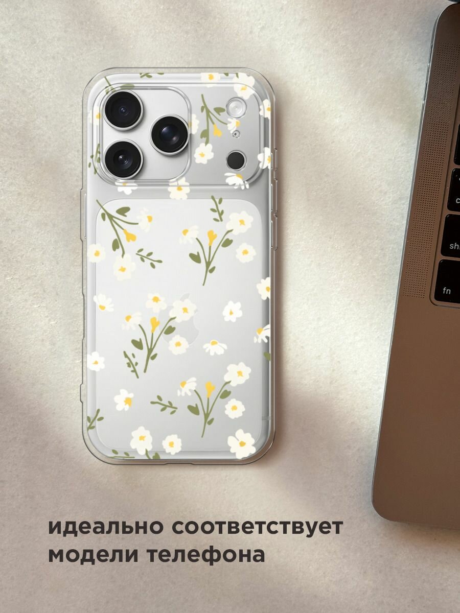 Чехол на Apple iPhone 17 Pro Max / Айфон 17 Про Макс с принтом "Пучки ромашек паттерн", прозрачный — фото 1