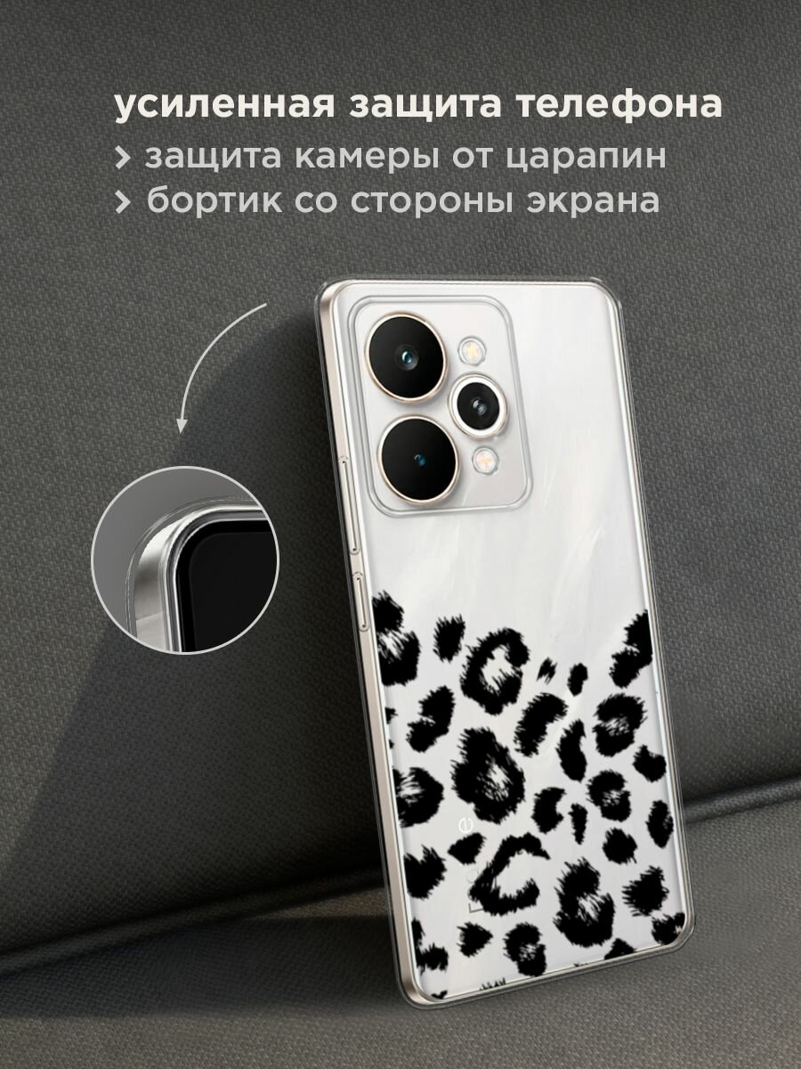 Чехол на Realme 15 Pro / Реалми 15 Про с принтом "Окрас леопарда фон черный", прозрачный — фото 1